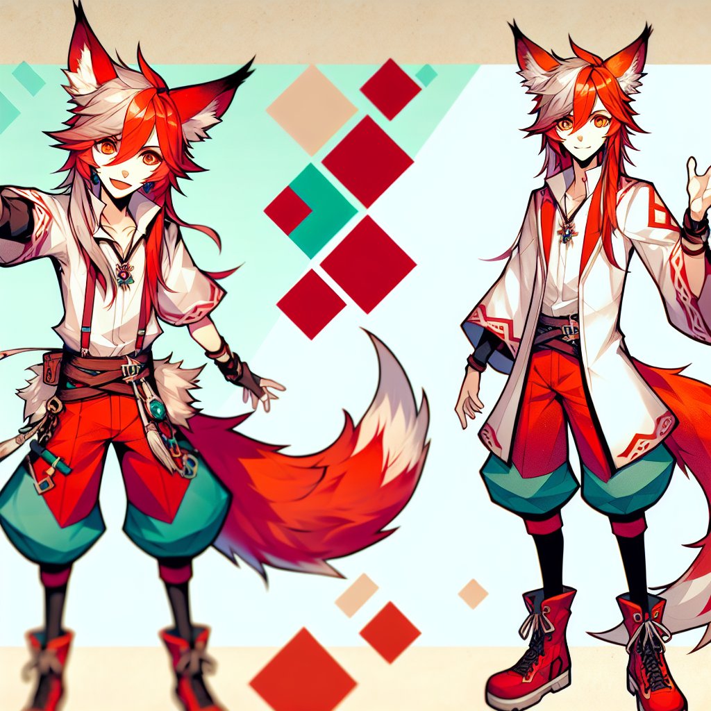 Furry, male, fuchs, red hair, white | Fanart