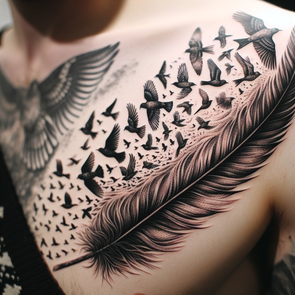 A tattoo of a detailed feather | Fanart
