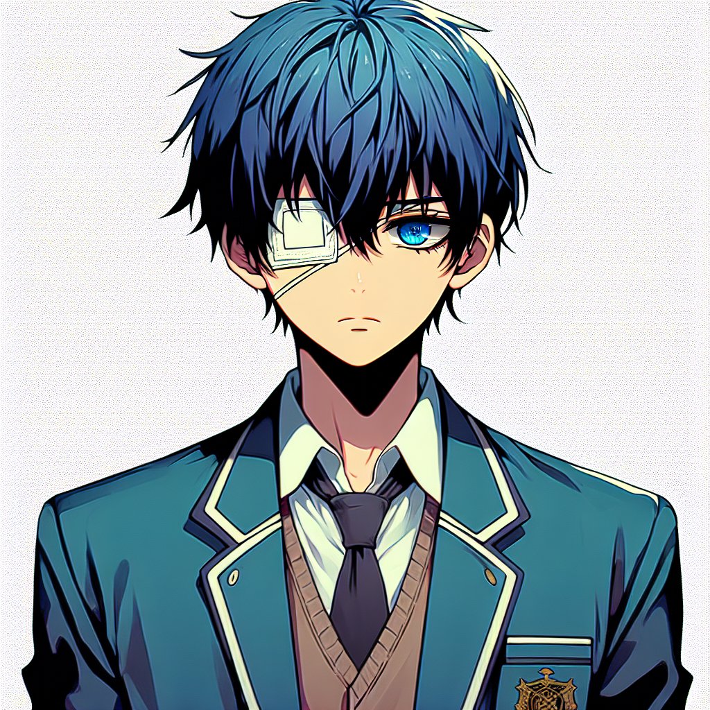 create a short blue haired boy | Fanart