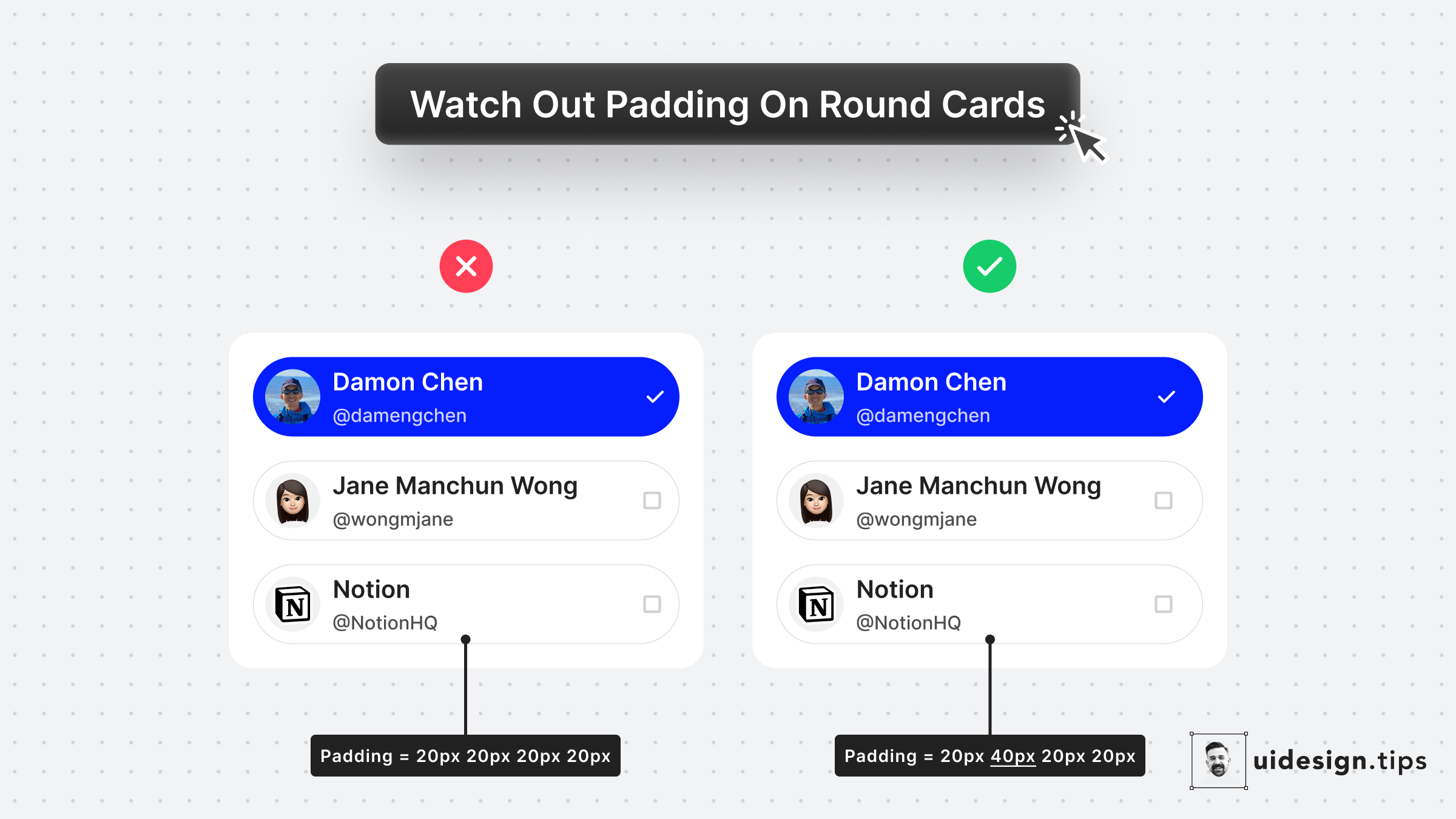Padding On Rounded Cards UI Design Tip