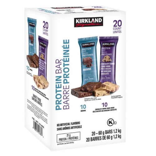Kirkland Signature Chocolate Peanut Butter Energy Protein Bars 20 Count ...