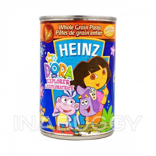 Heinz Pasta Shapes In Tomato Sauce Dora The Explorer 398ML - Bruno’s ...