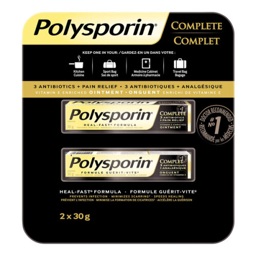 POLYSPORIN Complete Antibiotic Ointment Heal Fast Formula, 2 x 30 g ...