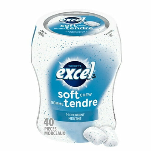 Excel Peppermint Flavoured Sugar Free Soft Chew Gum, 40 Pieces, 1 ...