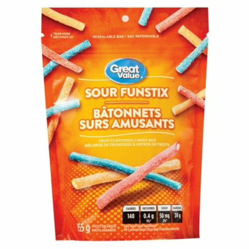Great Value Sour Funstix Fruit Flavoured Candy Mix 1Ea - Walmart ...