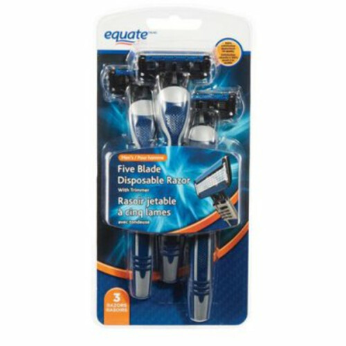 Equate Men's Five Blade Disposable Razors With Trimmer 3 Count ...