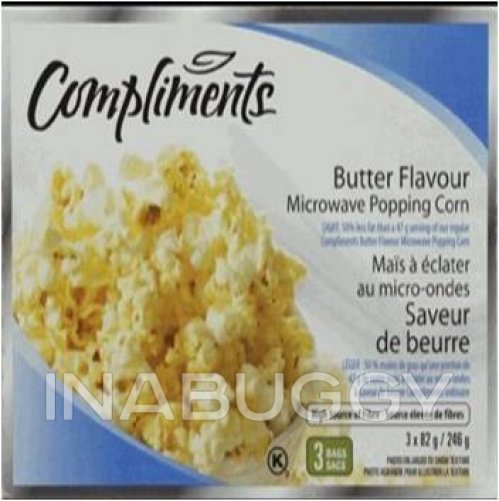 Compliments Popcorn Butter 60% Low Fat Microwavable 246G - FreshCo ...