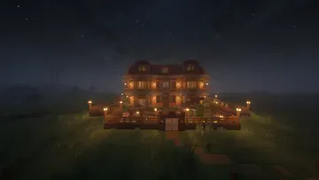 wooden house with stone pond - Buildpaste.net