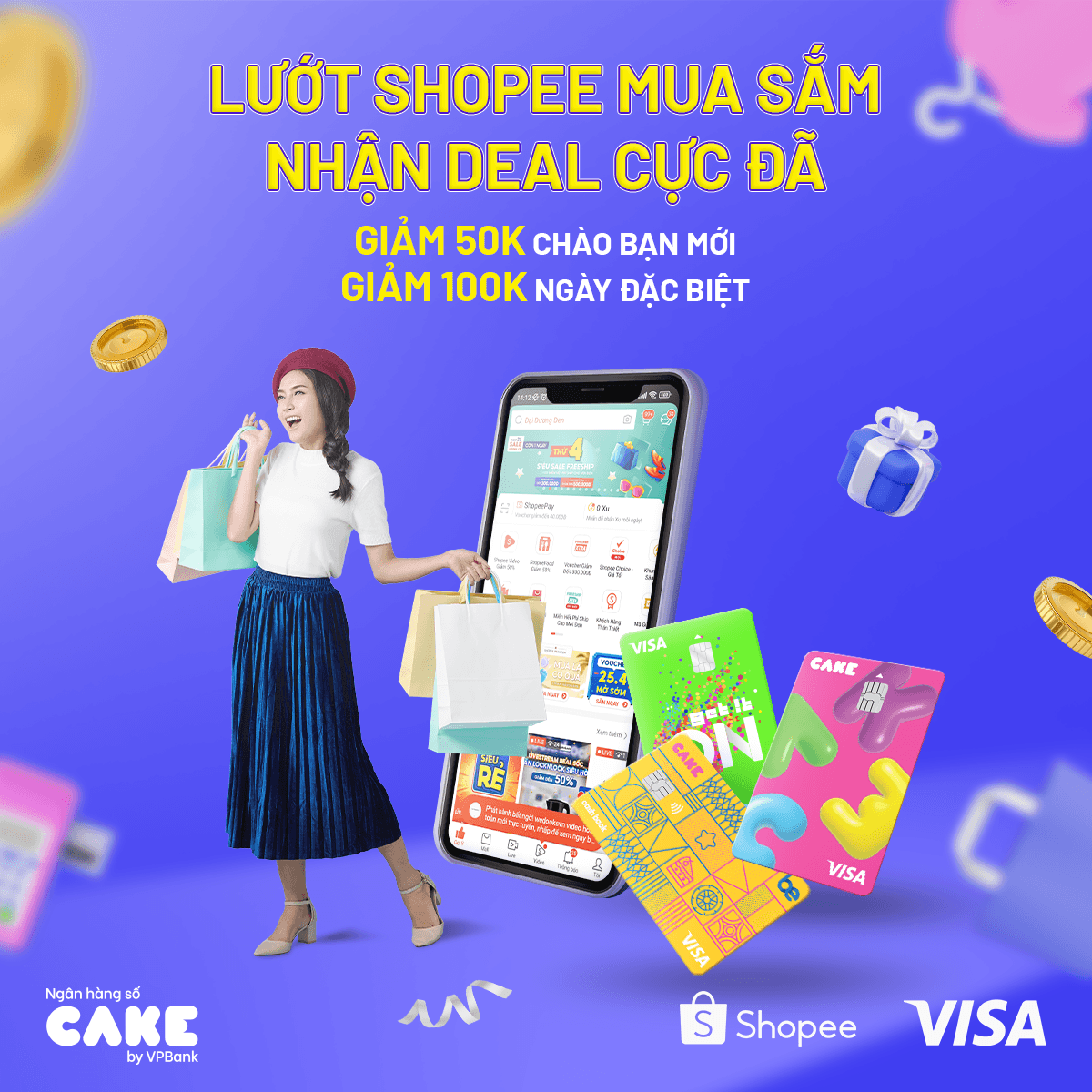 CAKE X VISA: Shopping Shopee, tặng deal siêu hời