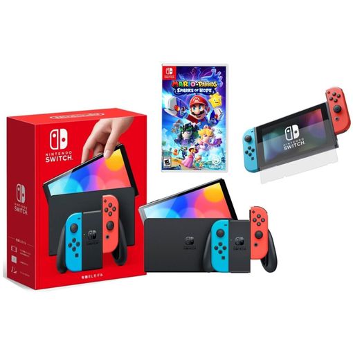 Consola Nintendo Switch Oled Azul Neon Rojo Neon Juego Mario