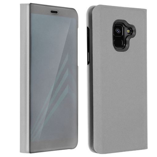 Funda Libro Efecto Espejo Plata Samsung Galaxy A8 Tapa Translúcida