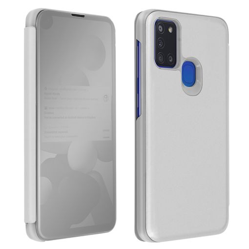 Funda Samsung Galaxy A21s Efecto Espejo Translúcida F Soporte Plata