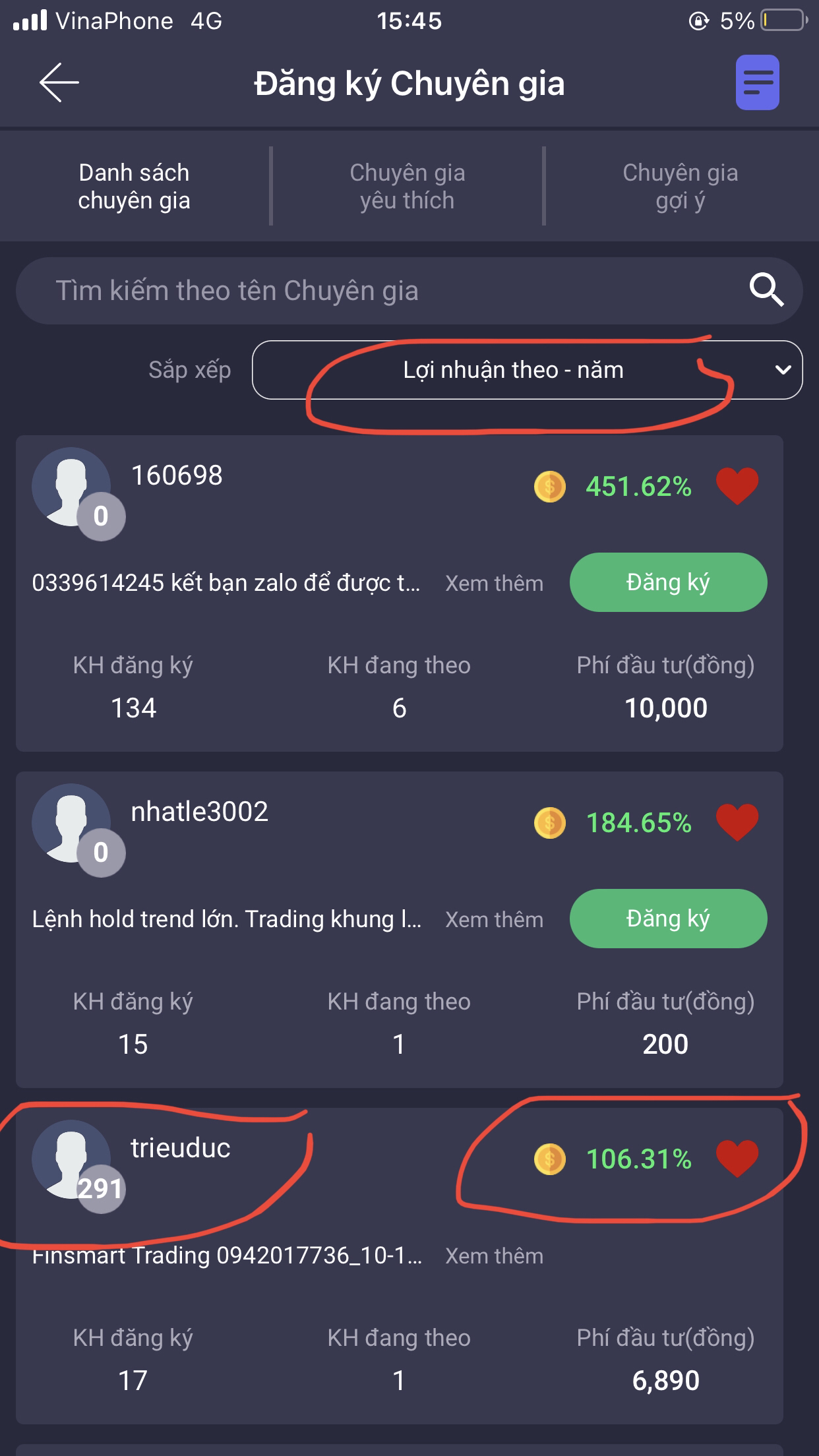 Copy theo tài khoản chuyên gia phái sinh trieuduc Finsmart tại VPS để theo bot chất lượng cao ...