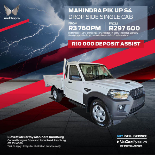Mahindra Pik Up S4 Drop Side Single Vab