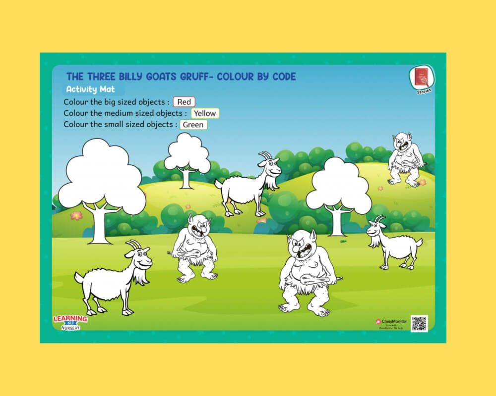 Stories Activity The Three Billy Goats Gruff - Colour By Code ...