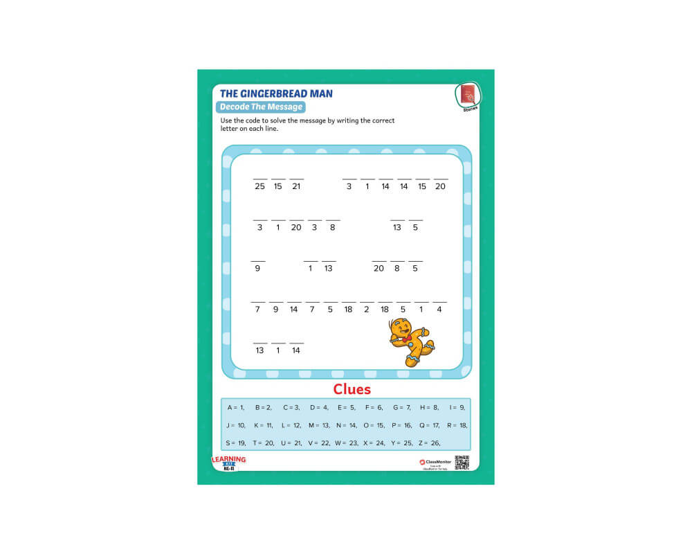 Stories Activity The Gingerbread Man - Decode The Message - ClassMonitor