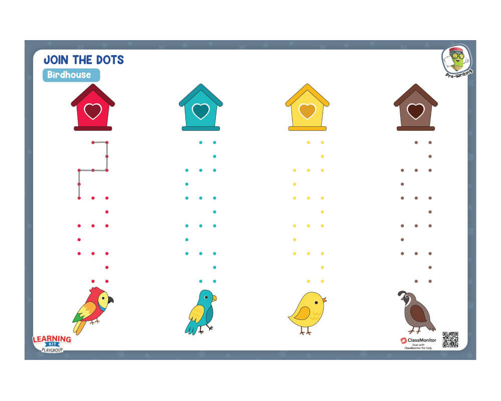 Pre Writing Skills Activity Join The Dots - Birdhouse - ClassMonitor