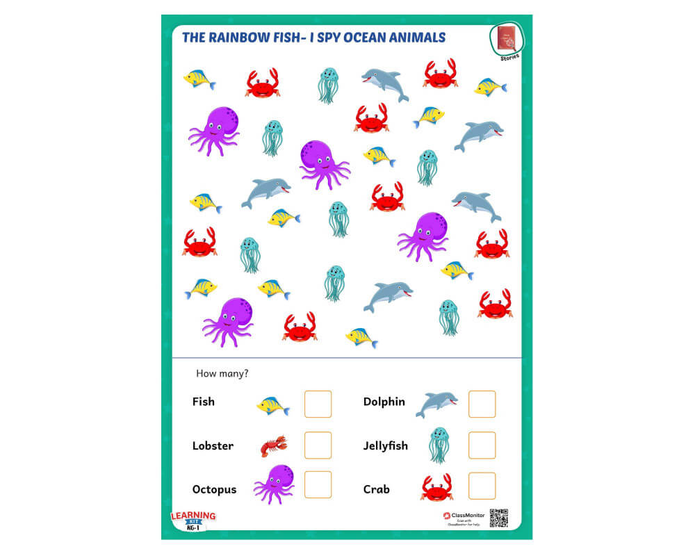 Stories Activity The Rainbow Fish - I-spy Ocean Animals - ClassMonitor