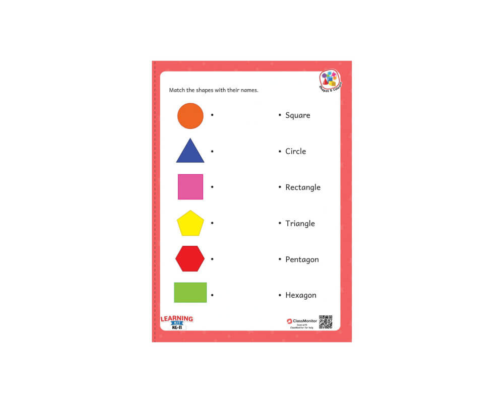 Shapes and Colours Activity Worksheet - Match The Shapes With Their Names - ClassMonitor