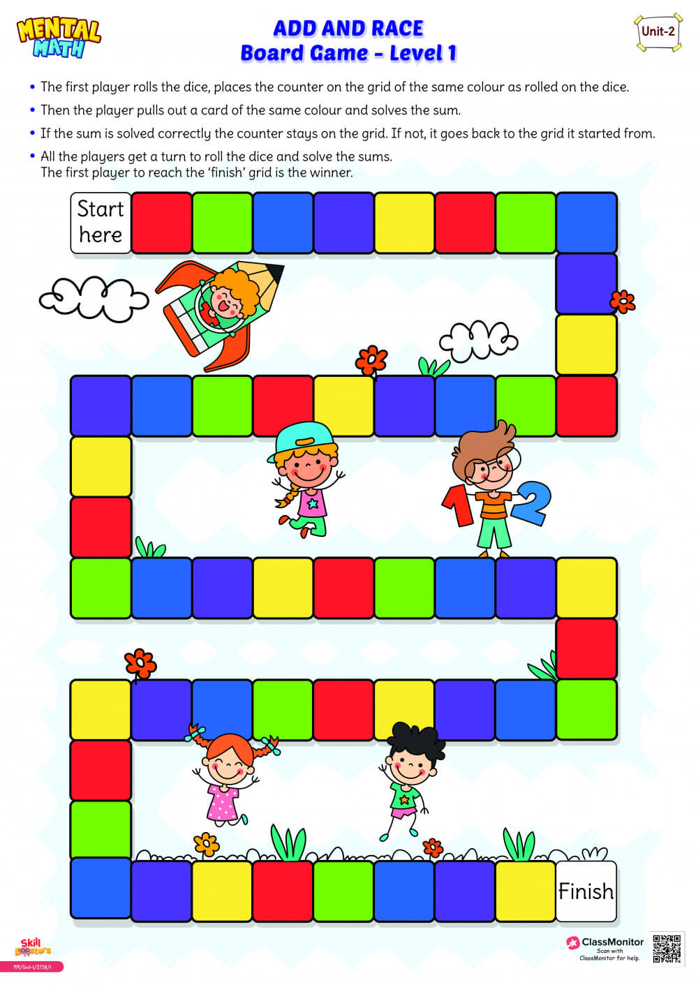 ADDITION Activity Add & Race - Addition Facts - Board Game - ClassMonitor