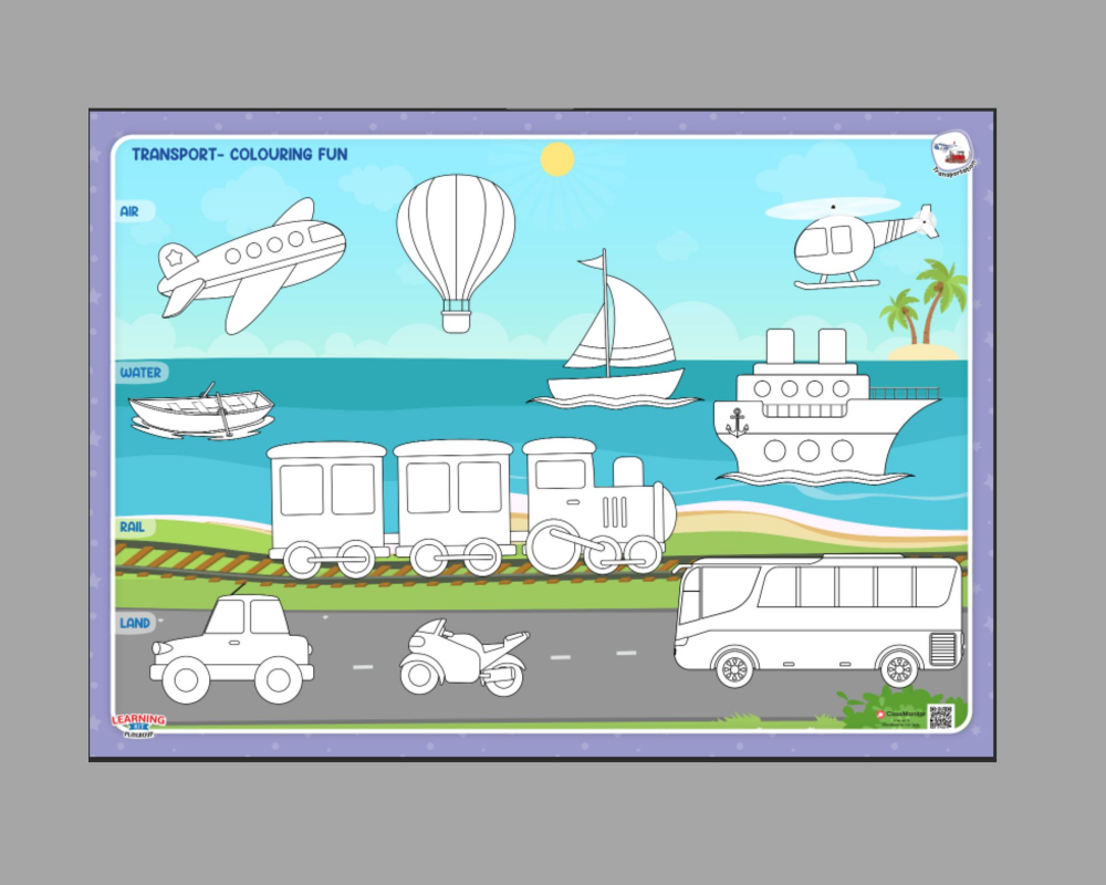Transportation Activity Transport- Colouring Fun - ClassMonitor