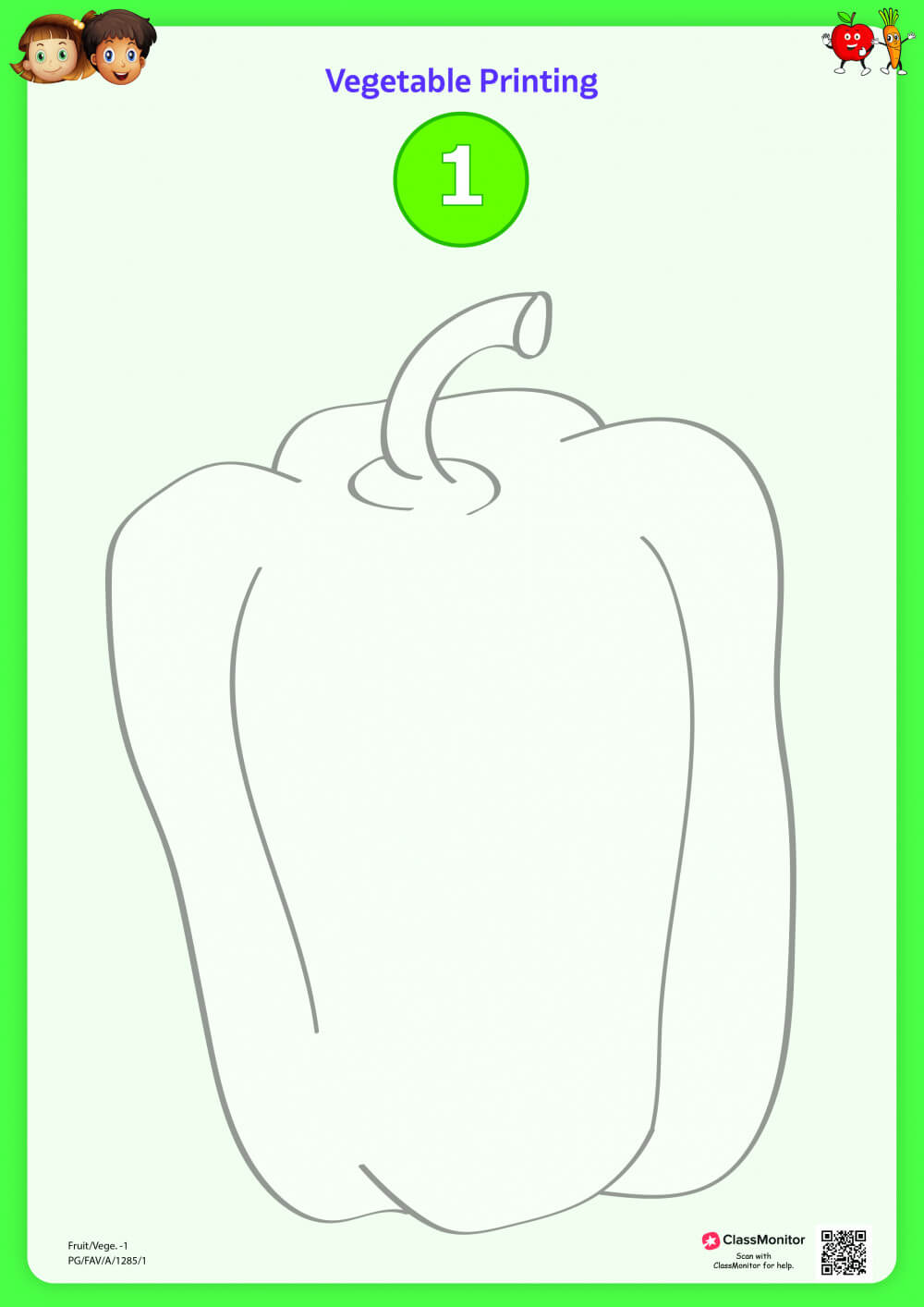 Fruits And Vegetable Activity Vegetable Printing - Math Activity ...