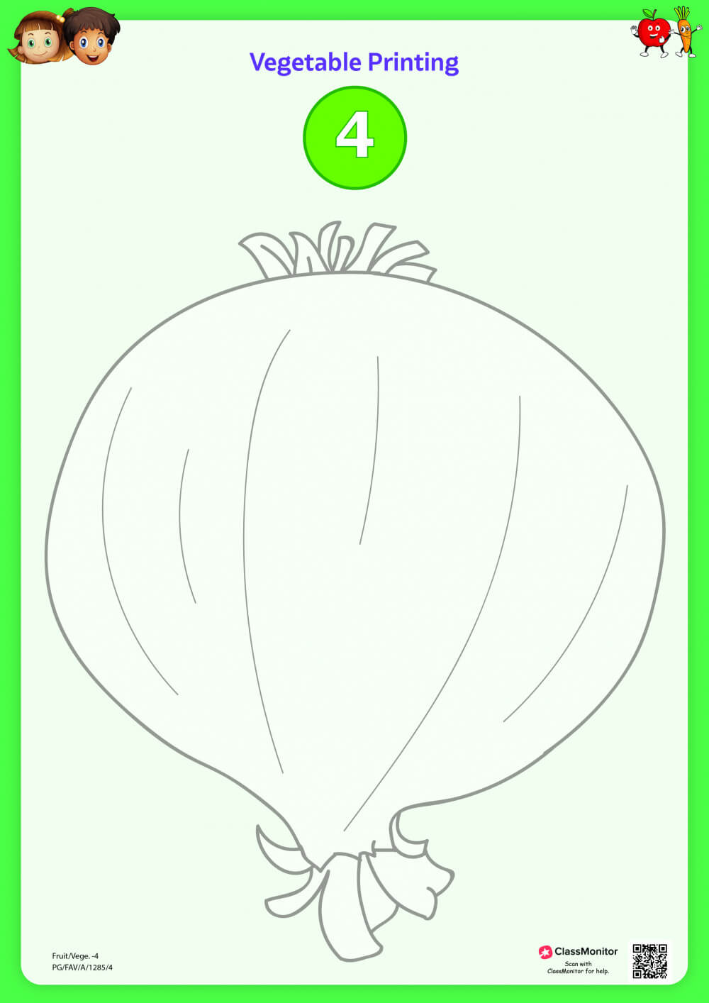 Fruits And Vegetable Activity Vegetable Printing - Math Activity ...