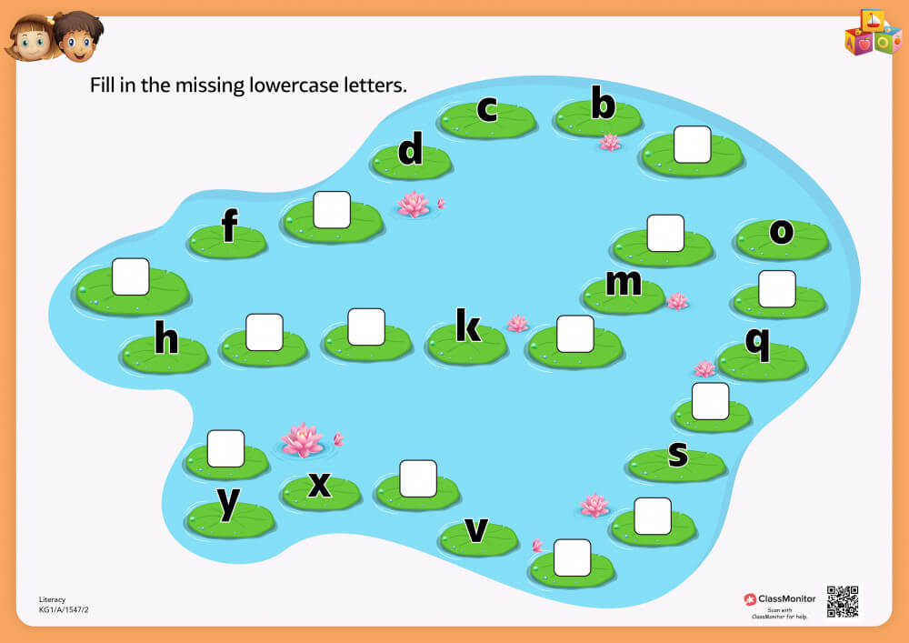Literacy Skills Activity Fill In The Missing Letters - Lily Pad ...