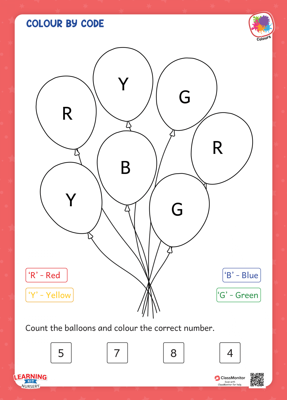 Colours Activity Colour By Code - ClassMonitor