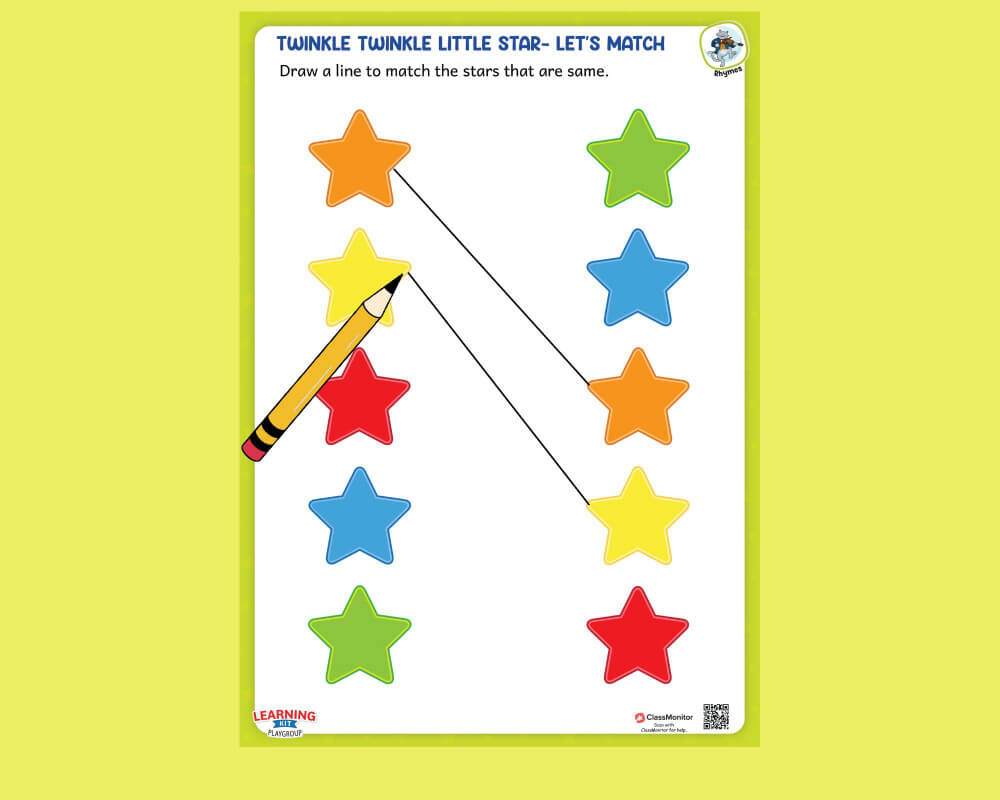 Rhymes Activity Twinkle Twinkle Little Star - Matching - ClassMonitor