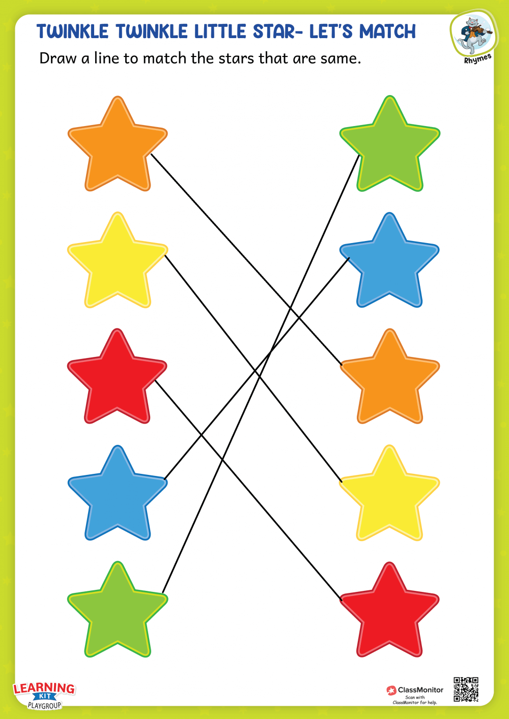Rhymes Activity Twinkle Twinkle Little Star - Matching - ClassMonitor