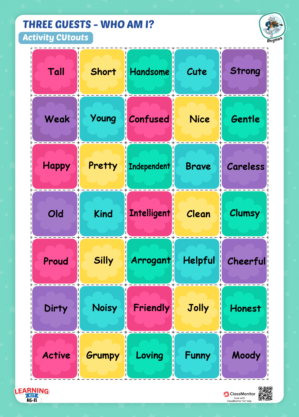 Rhymes Activity Three Guests - Who Am I ? (Adjectives) - ClassMonitor