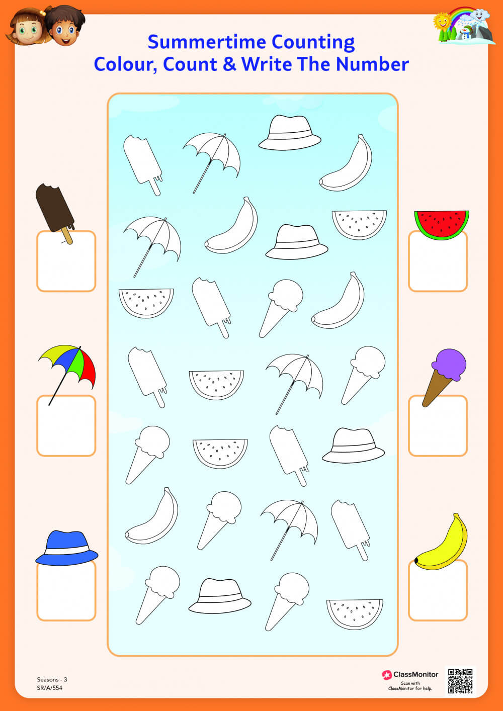 WORKSHEET - SUMMERTIME COUNTING - ClassMonitor