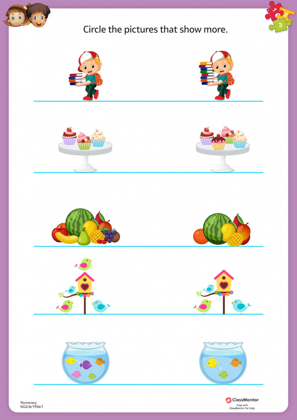 Worksheet - More Or Less - ClassMonitor