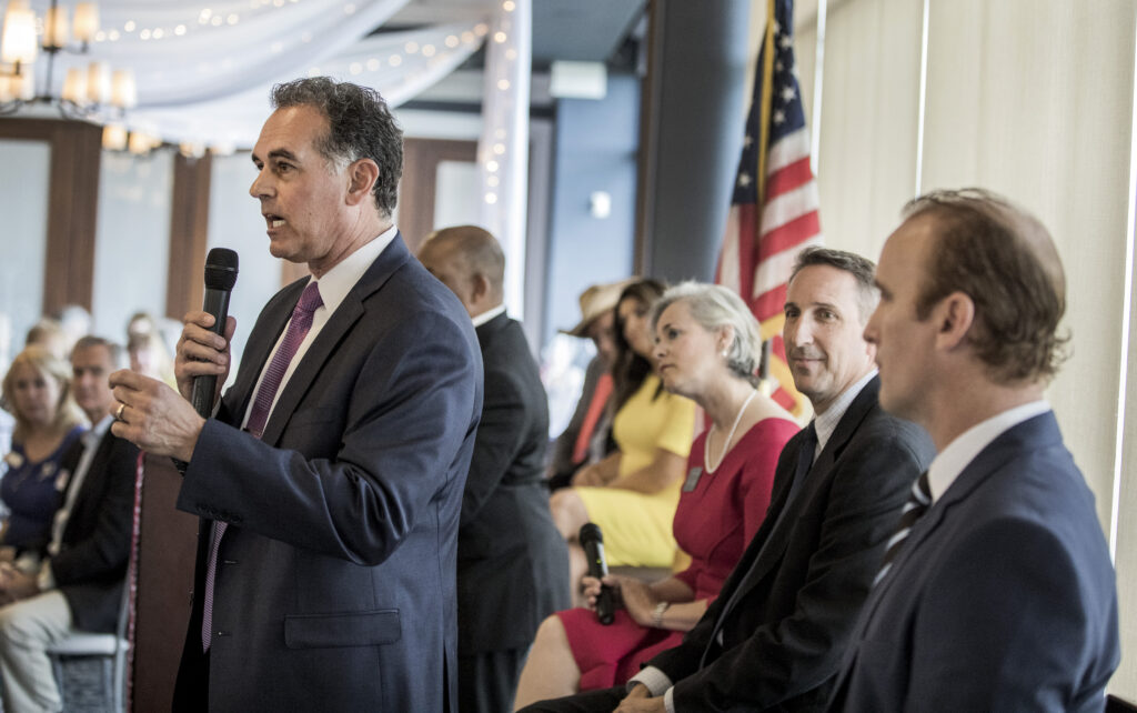 A businessman, a state senator and a former television reporter face ...