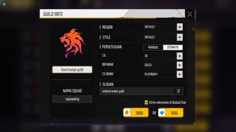 Nama Guild Elite Keren FF dengan Berbagai Tema, Yuk Pakai