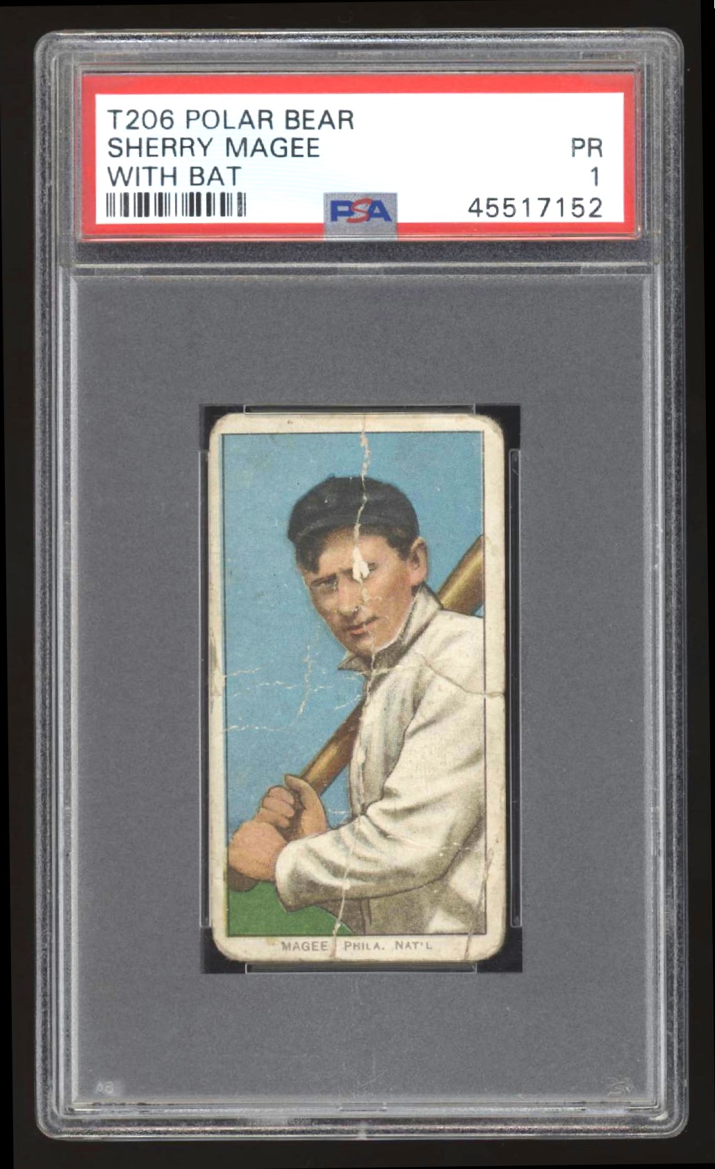 1909-11 T206 Sherry Magee With Bat PSA 1 PR - Nice Centering! Polar ...