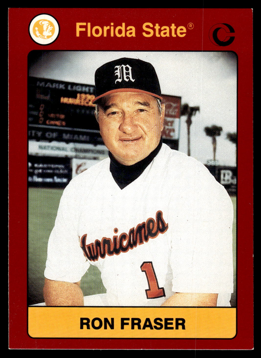 1983 TCMA Miami Hurricanes #1 Ron Fraser | eBay