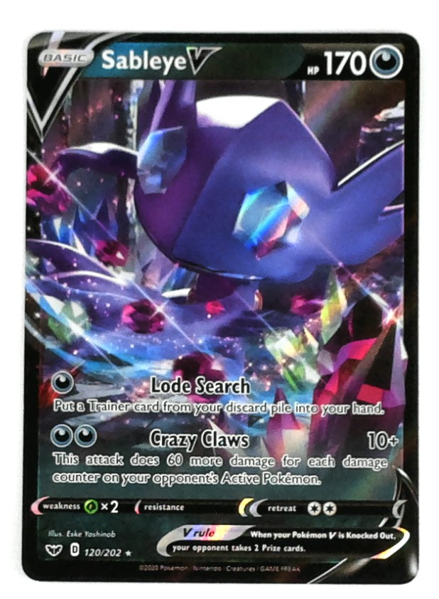 SWSH01: Sword & Shield Base Set Sableye V #120/202 POKEMON Ultra Rare ...