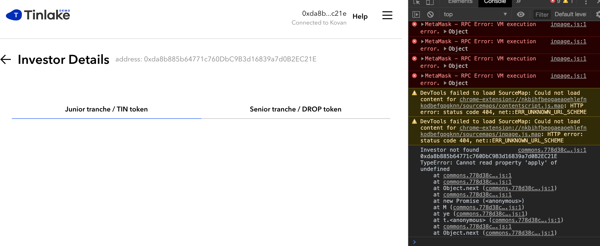 Sometimes the fields/components for the TIN/DROP tabs are not loading ...