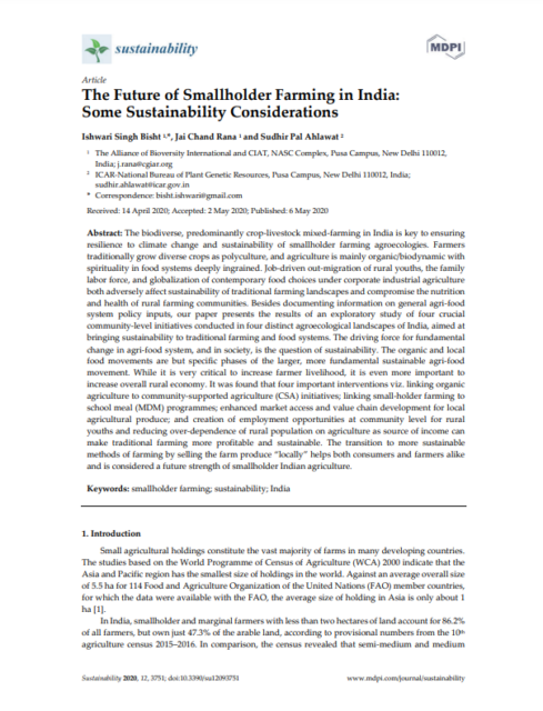 The future of smallholder farming in India: Some sustainability ...
