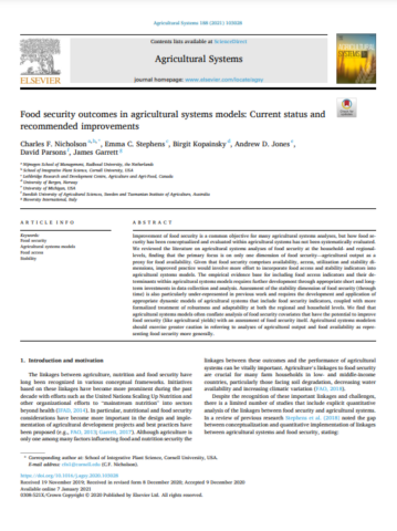 Food security outcomes in agricultural systems models: Current status ...