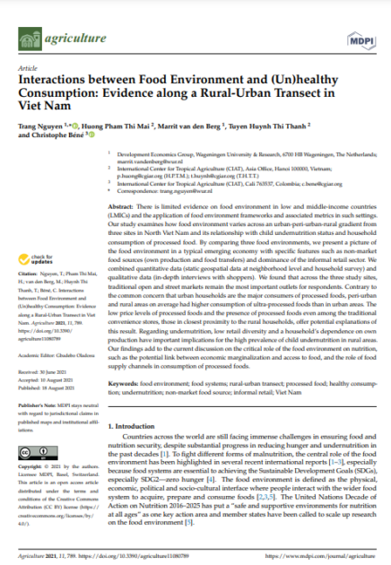 Interactions between food environment and (Un)healthy consumption ...