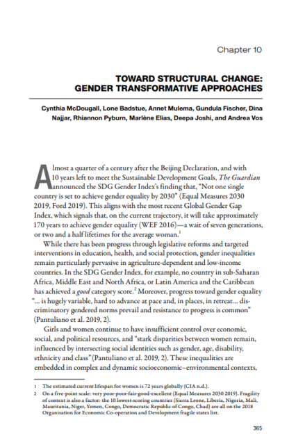 Toward structural change: Gender transformative approaches - CGIAR