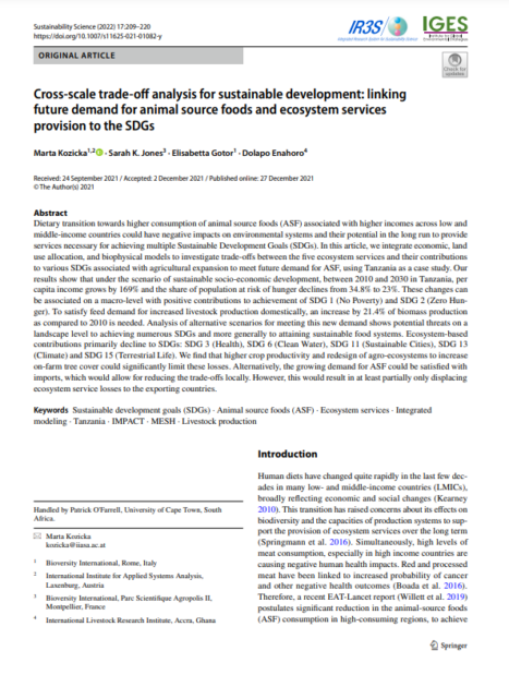 Cross-scale trade-off analysis for sustainable development: Linking ...