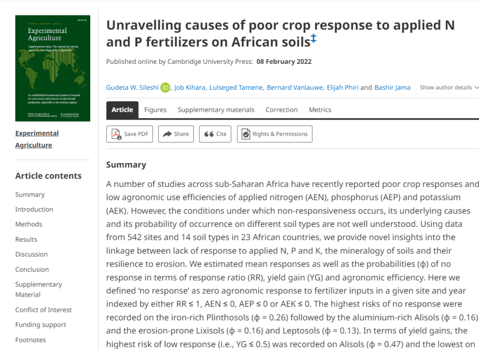 Unravelling causes of poor crop response to applied N and P fertilizers ...
