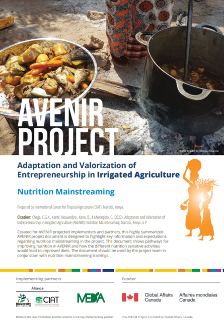 Adaptation and Valorization of Entrepreneurship in Irrigated Agriculture: Nutrition ...