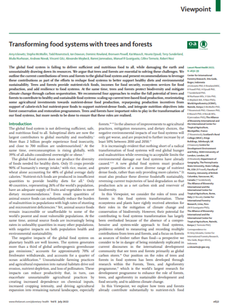 Transforming food systems with trees and forests - CGIAR