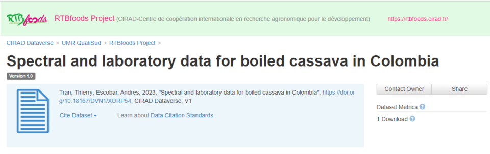 Spectral and laboratory data for boiled cassava in Colombia - CGIAR