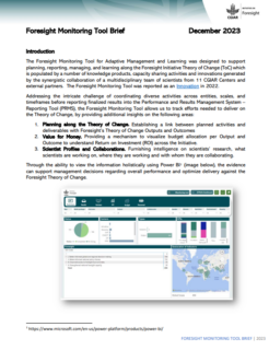 Foresight Monitoring Tool Brief - CGIAR